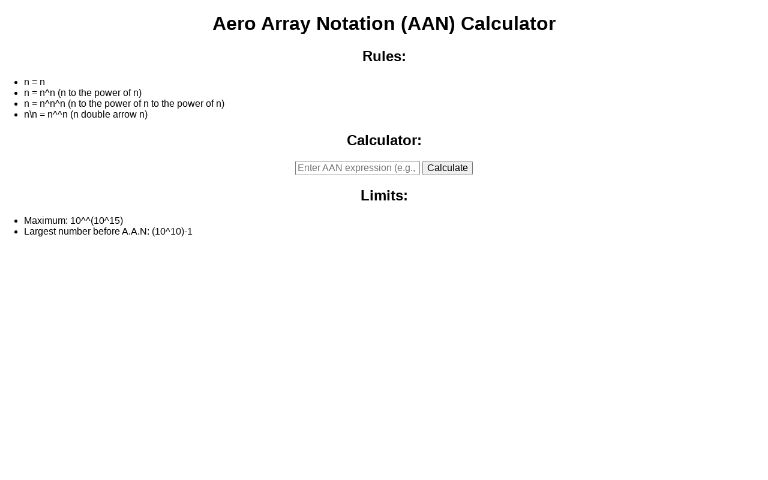 Aero Array Notation (AAN) Calculator ― Perchance Generator