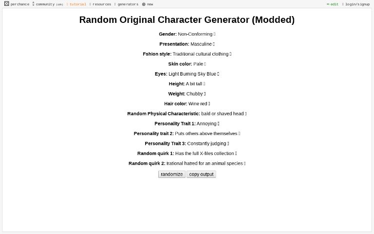 Random Original Character Generator (Modded)