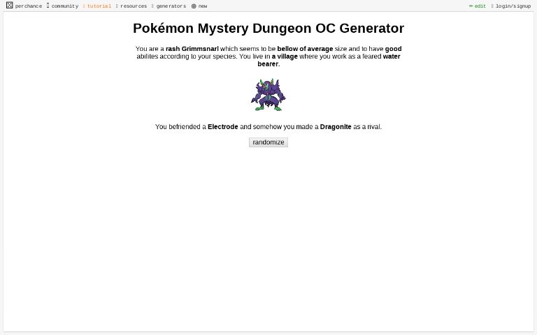 Pokémon Mystery Dungeon OC Generator