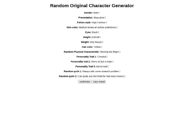 Random Original Character Generator