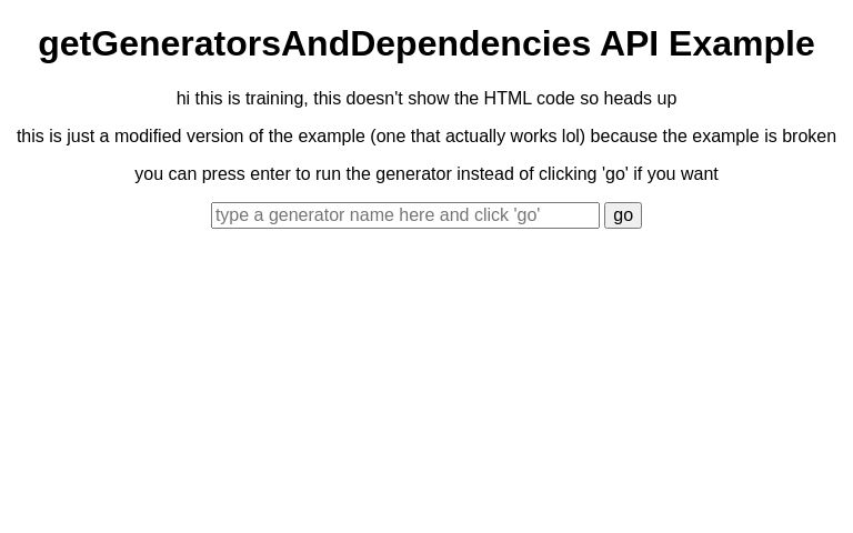getGeneratorsAndDependencies API Example