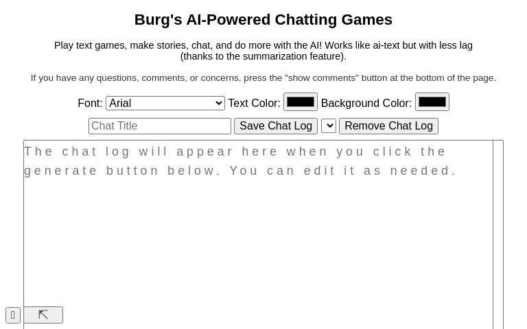 Burg's AI-Powered Chatting Games (free, unlimited, no sign-up ...