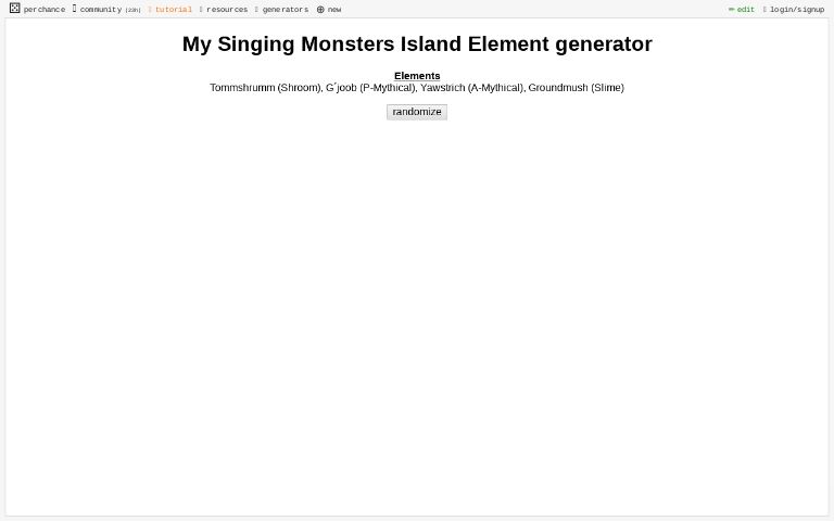 My Singing Monsters Island Element generator
