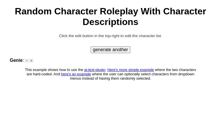 Random Character Roleplay With Character Descriptions