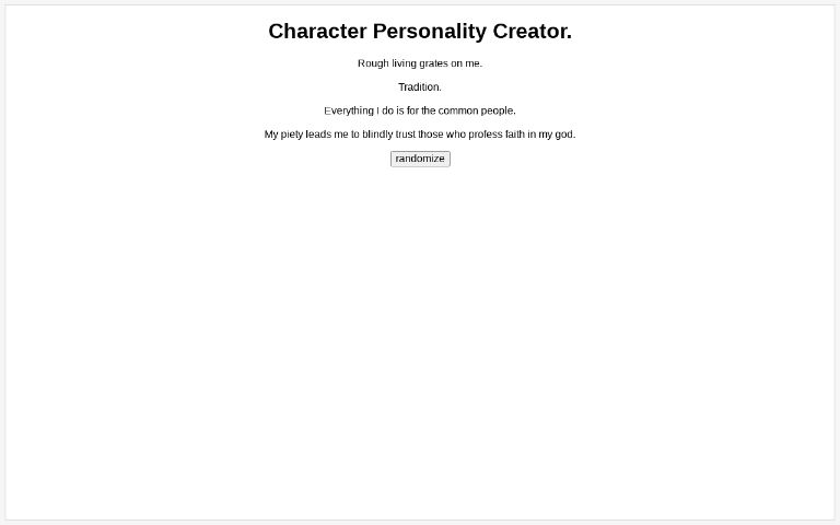 Character Personality Creator. ― Perchance Generator