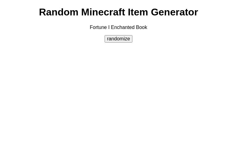 Random Minecraft Item Generator