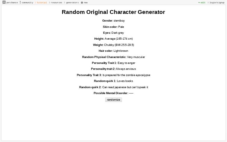 Random Original Character Generator