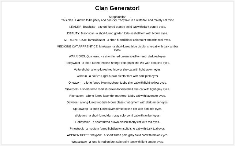 Clan Generator!