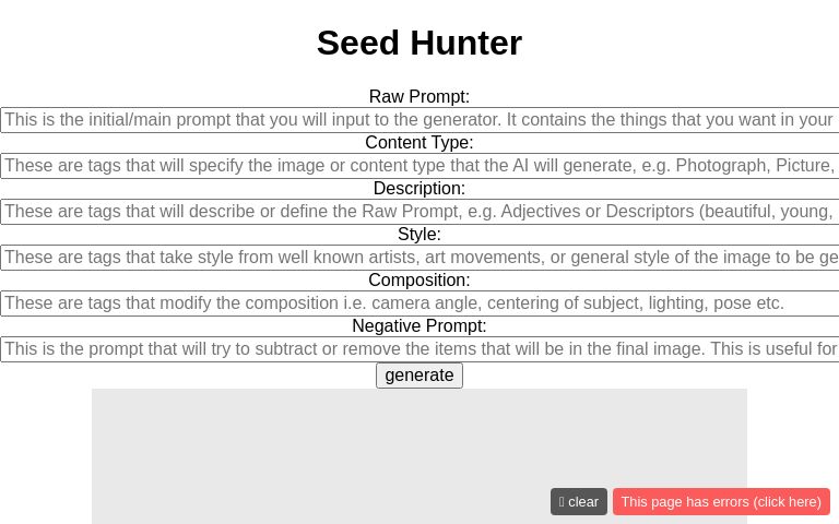 Seed Hunter ― Perchance Generator