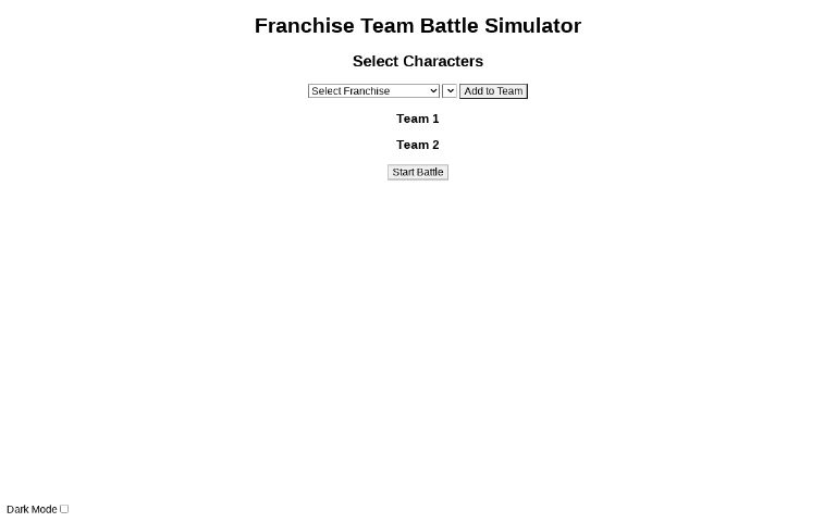 Franchise Team Battle Simulator ― Perchance Generator