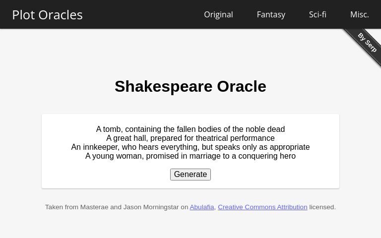 Shakespeare Oracle ― Perchance Generator