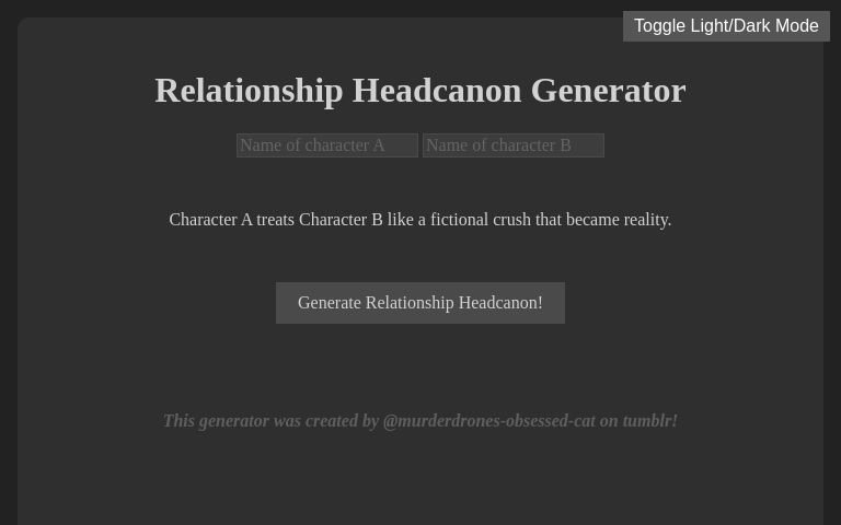 Relationship Headcanon Generator