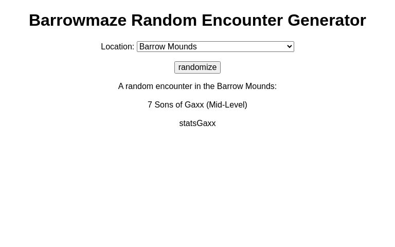 Barrowmaze Random Encounter Generator