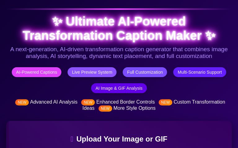 Ultimate AI-Powered Transformation Caption Maker ― Perchance Generator