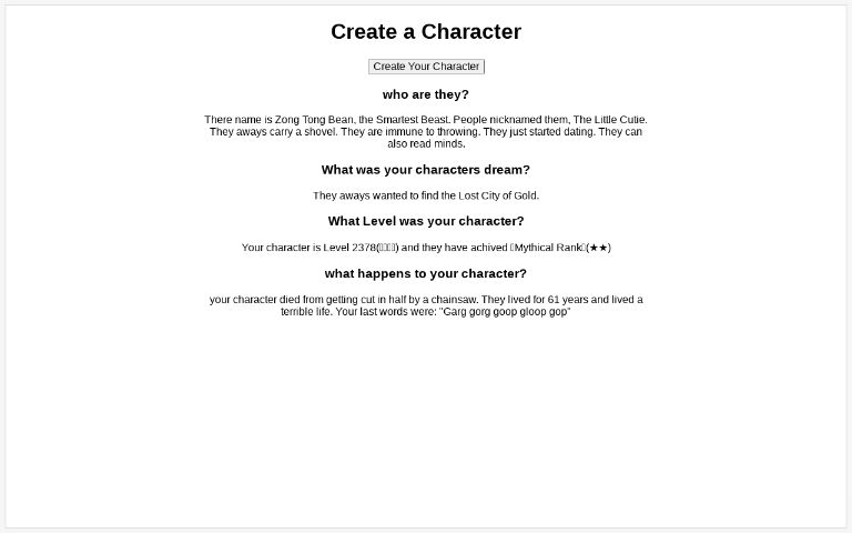 Create a Character ― Perchance Generator