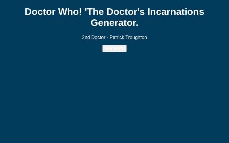 Doctor Who! 'The Doctor's Incarnations Generator.