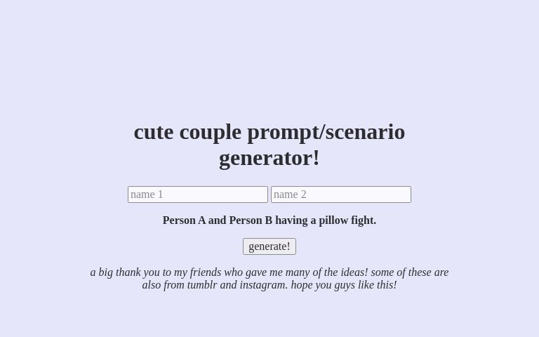 cute couple prompt/scenario generator!