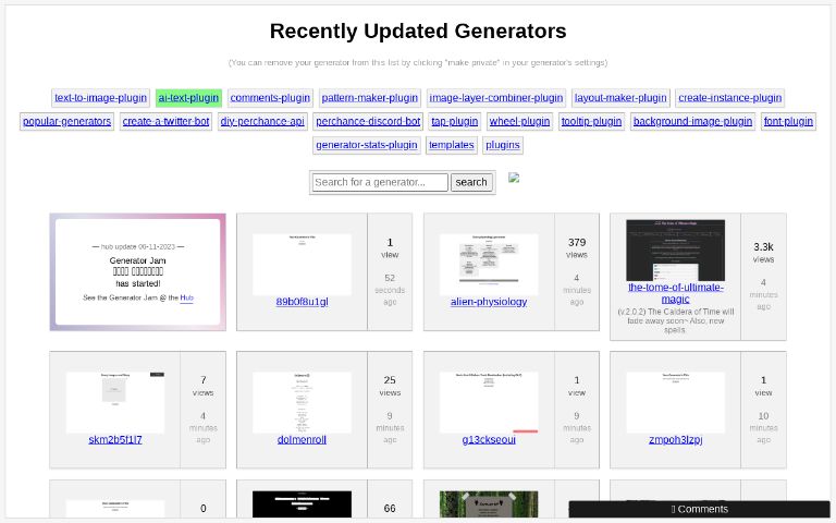 Recently Updated Generators