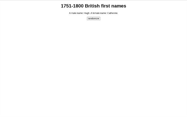 1751-1800 British first names ― Perchance Generator