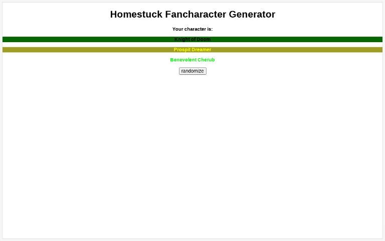 Homestuck Fancharacter Generator