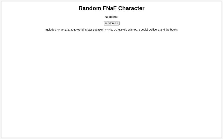 Random FNaF Character ― Perchance Generator