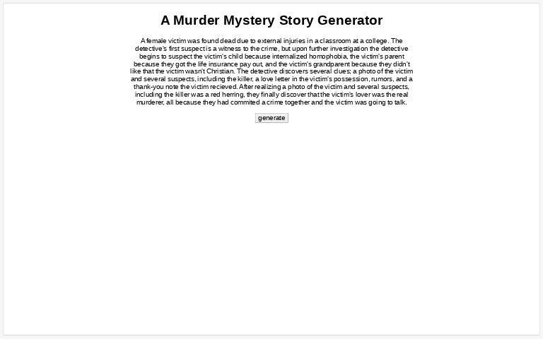 A Murder Mystery Story Generator
