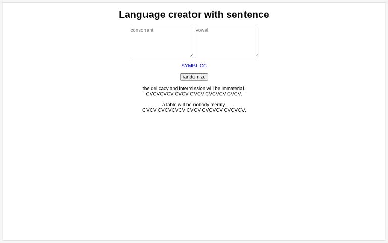 Language creator with sentence ― Perchance Generator