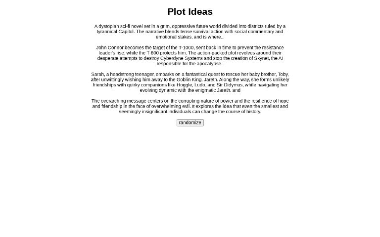Plot Ideas ― Perchance Generator