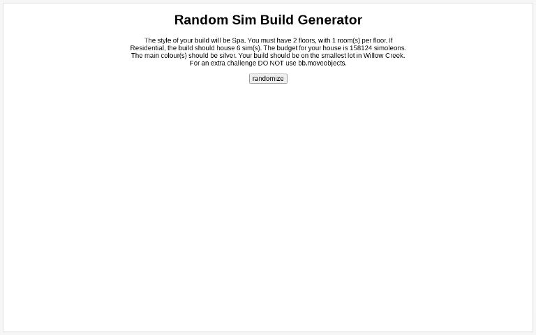 Random Sim Build Generator