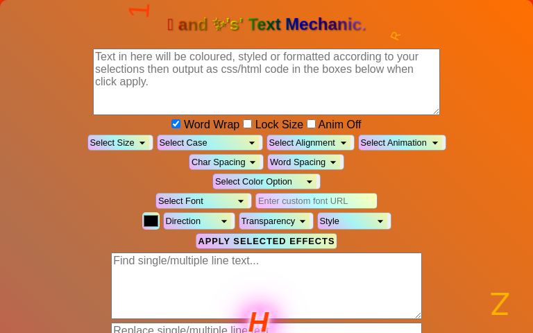🛸 and 's' Text Mechanic. ― Perchance Generator