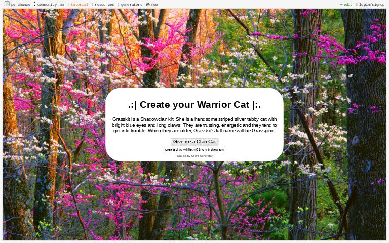 Create your Warrior Cat |:. ― Perchance Generator