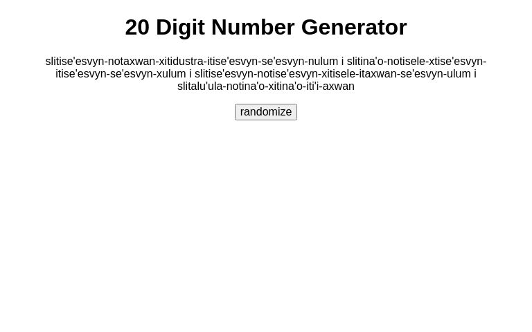 20 Digit Number Generator