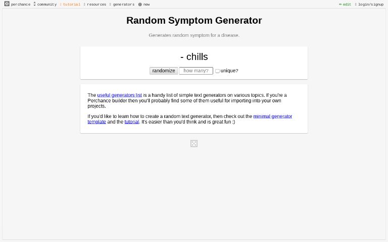 Random Symptom Generator