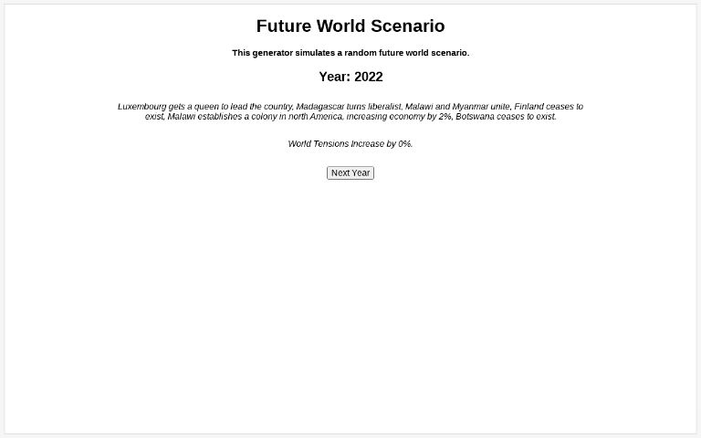 Future World Scenario ― Perchance Generator