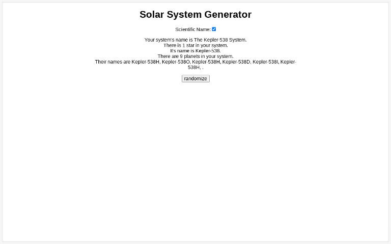 Solar System Generator