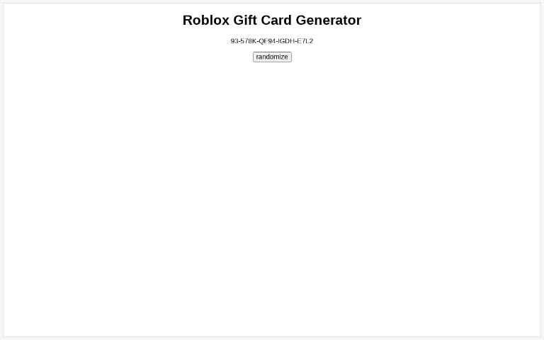 Roblox Gift Card Generator