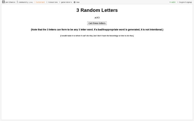 3 Random Letters ― Perchance Generator