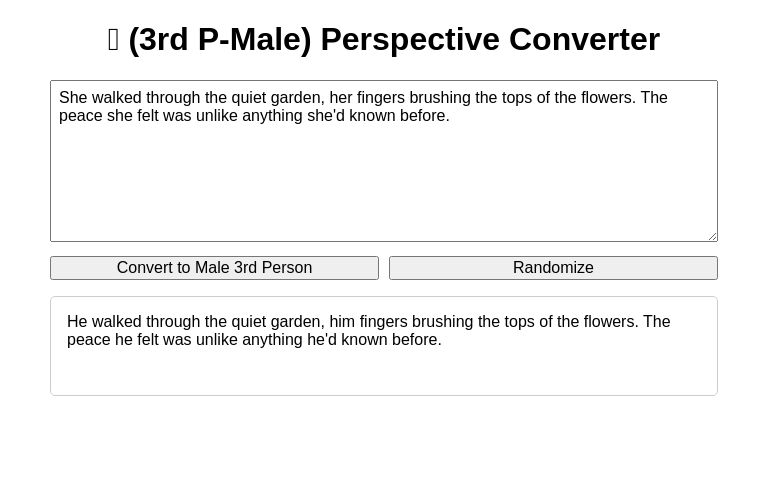👨 (3rd P-Male) Perspective Converter ― Perchance Generator