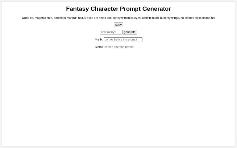 Fantasy Character Prompt Generator