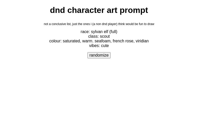 dnd character art prompt ― Perchance Generator