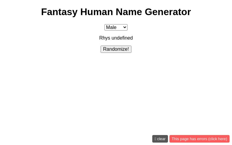 Fantasy Human Name Generator