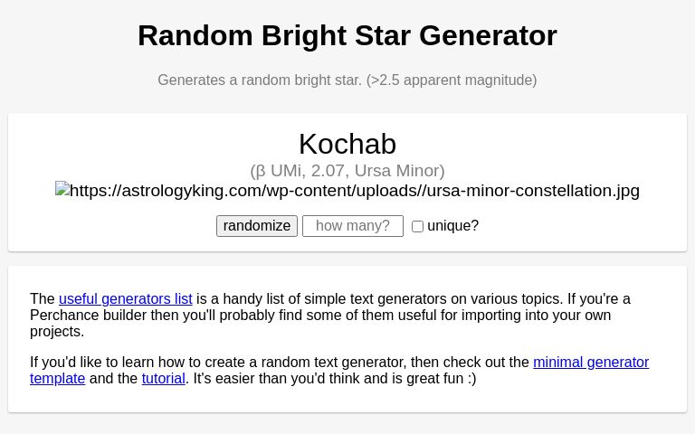 Random Bright Star Generator