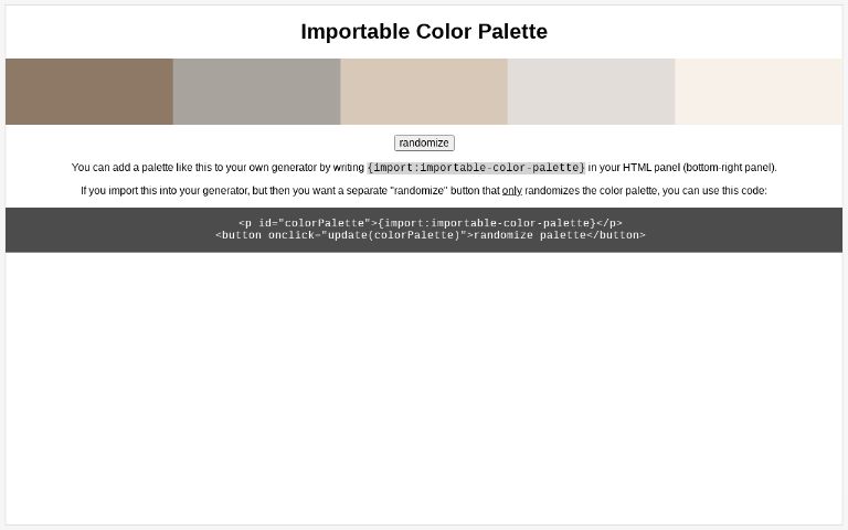Importable Color Palette ― Perchance Generator