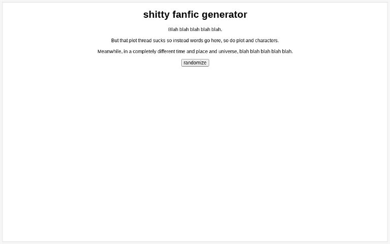 shitty fanfic generator