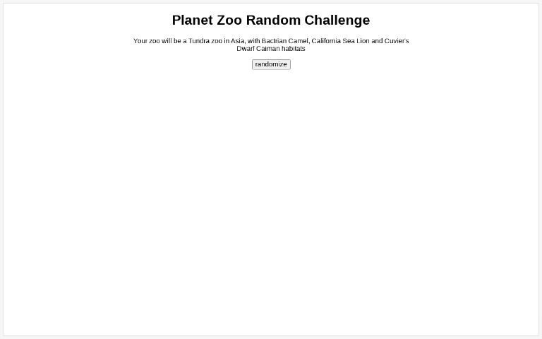 Planet Zoo Random Challenge ― Perchance Generator