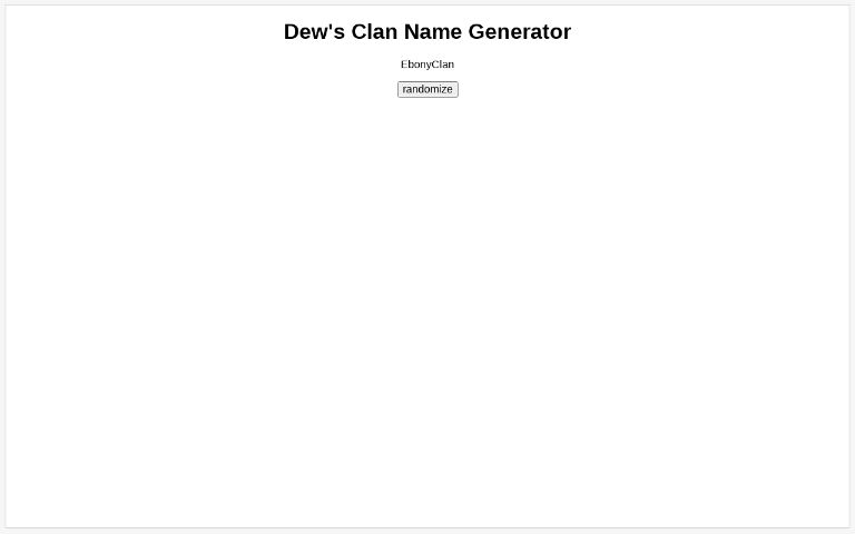 Dew's Clan Name Generator
