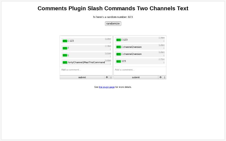 Comments Plugin Slash Commands Two Channels Text