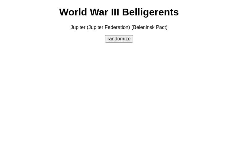 World War III Belligerents ― Perchance Generator