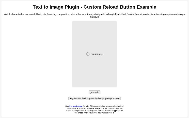 Text to Image Plugin - Custom Reload Button Example