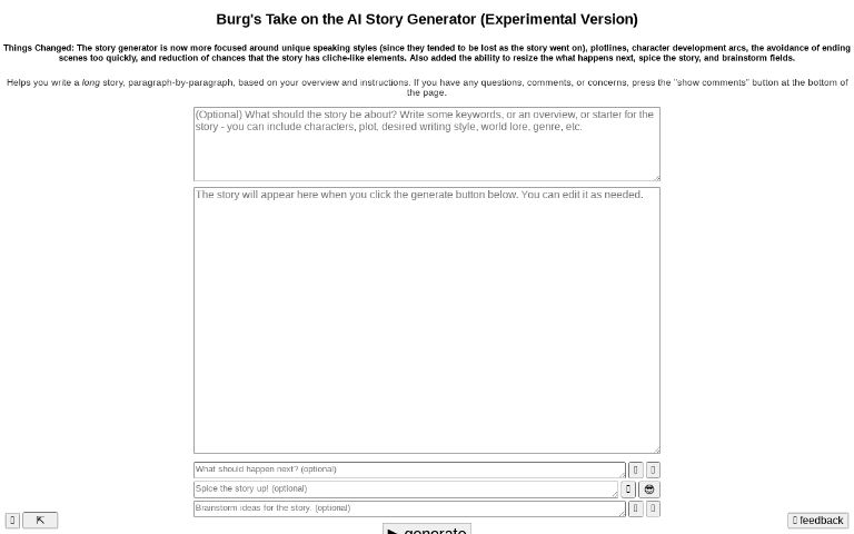 Burg's Take on AI Story Generator (Experimental version) (free ...